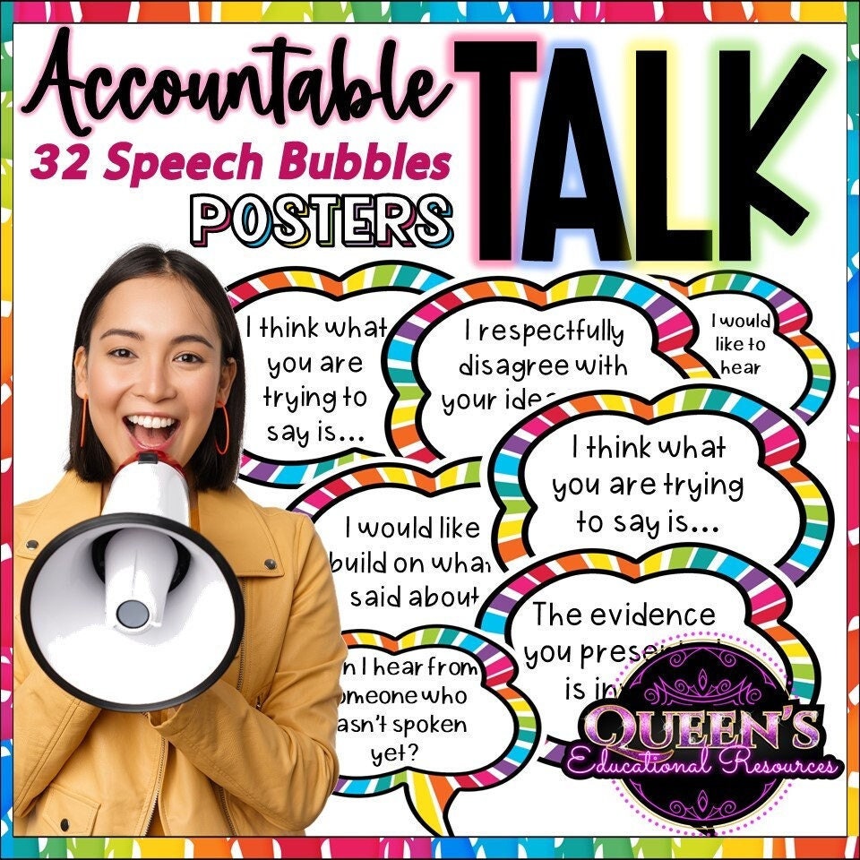 Accountable Talk Posters, Speech Bubble Posters, Classroom Decor ...