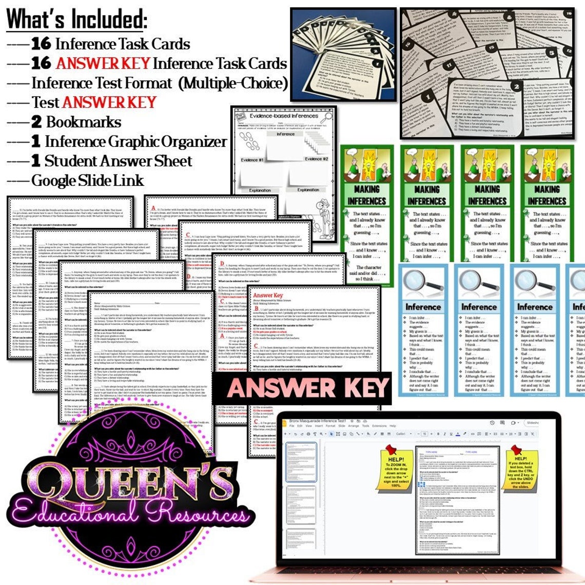 Bronx Masquerade Assessment, Inference Test, Making Inferences Task ...