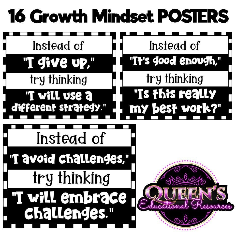 Growth Mindset Posters Growth Mindset Bulletin Board Positive ...