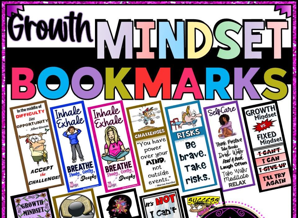 Growth Mindset Bookmarks | Booklover | Bookmarks | Positive ...