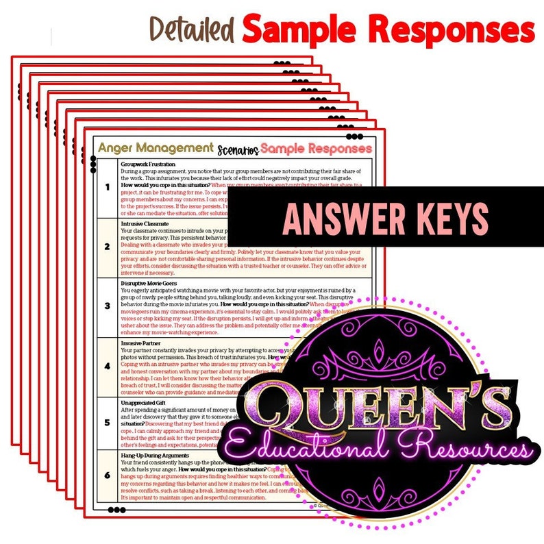 Anger Management Scenarios | Anger Management Worksheets | Coping ...