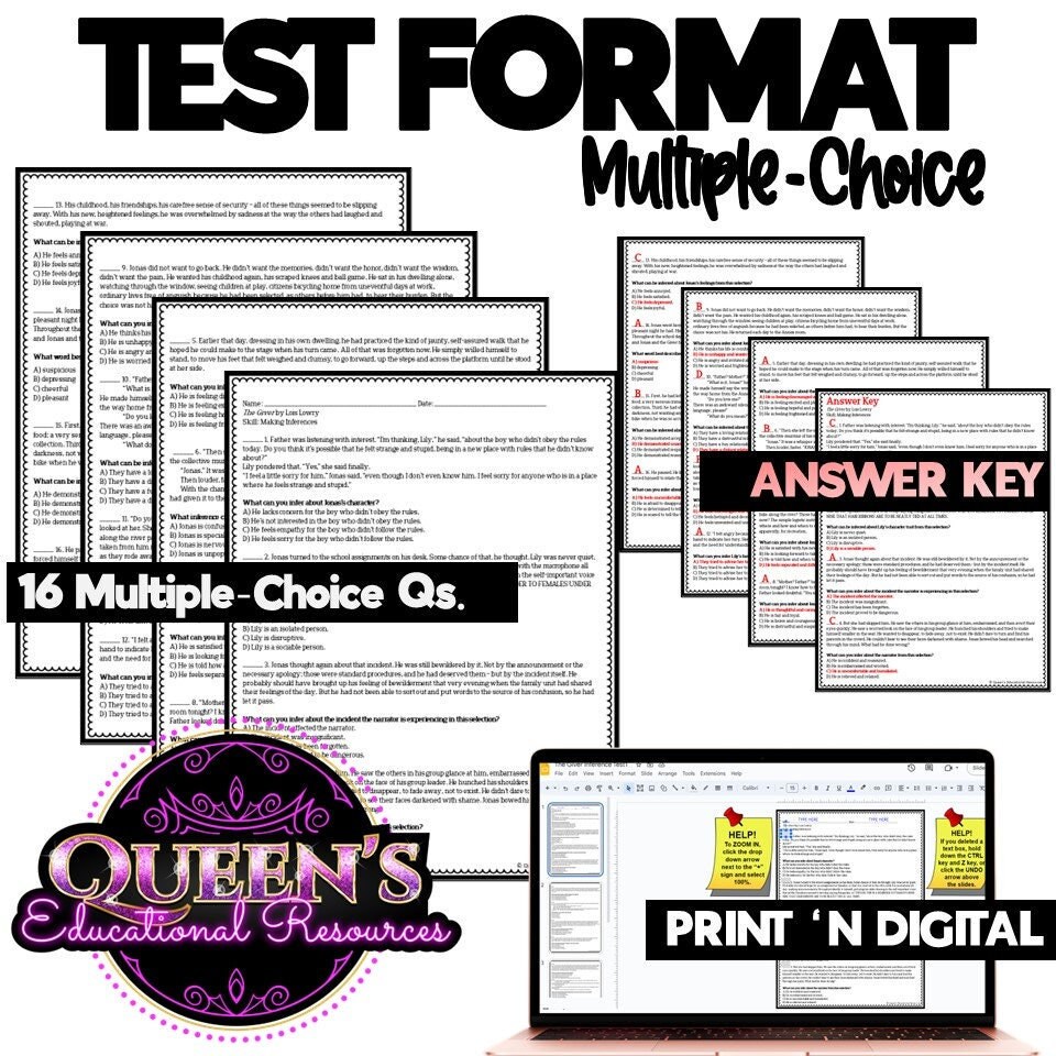 The Giver Assessment, the Giver Inference Test, Making Inferences Task ...