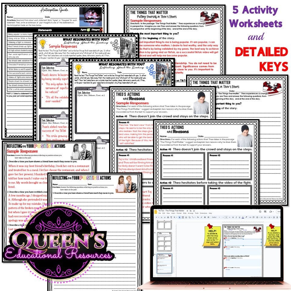 Tik Tok Reading Passage and Activity Worksheets, Homeschool, Printables ...