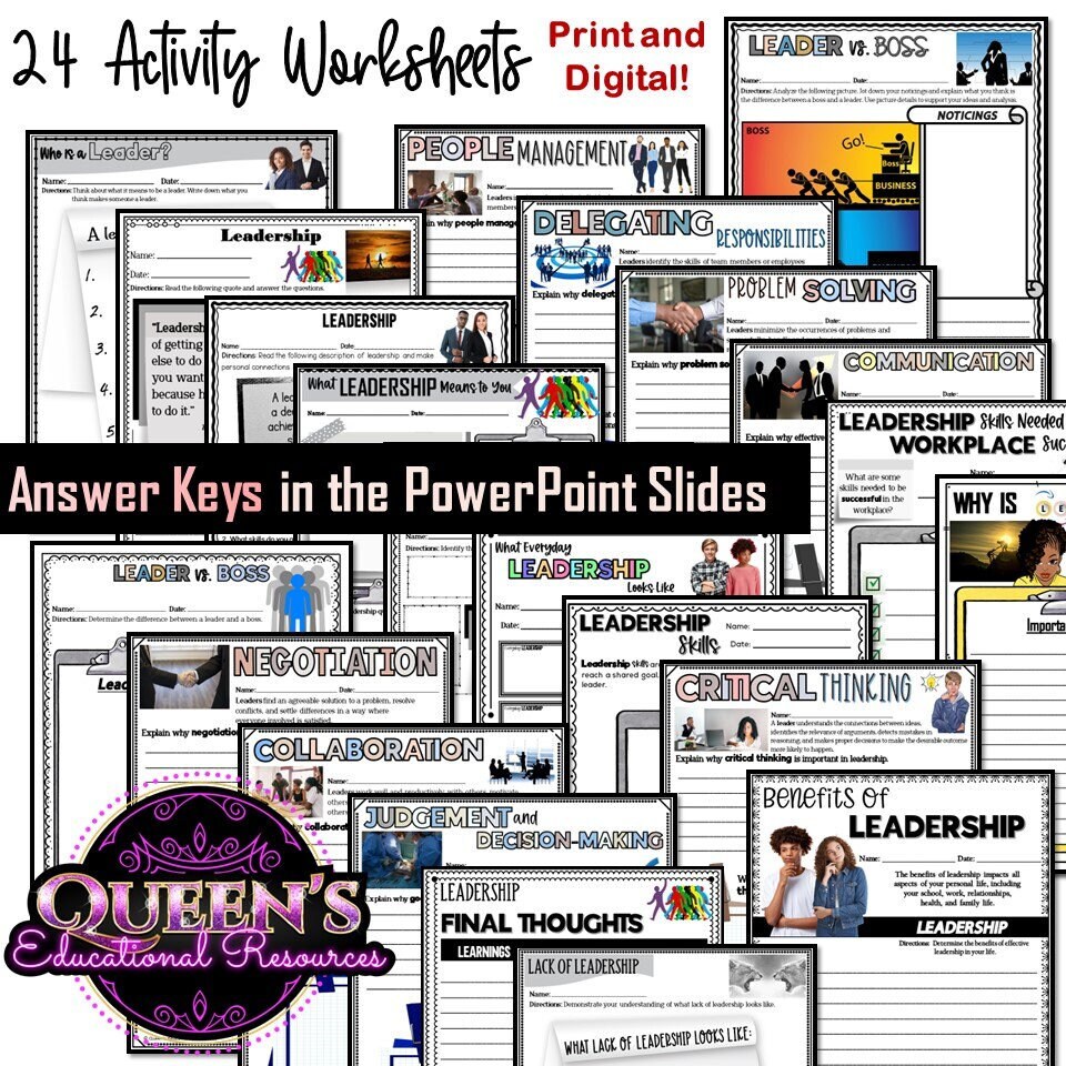 Leadership Powerpoint and Activities | Leadership Worksheets ...