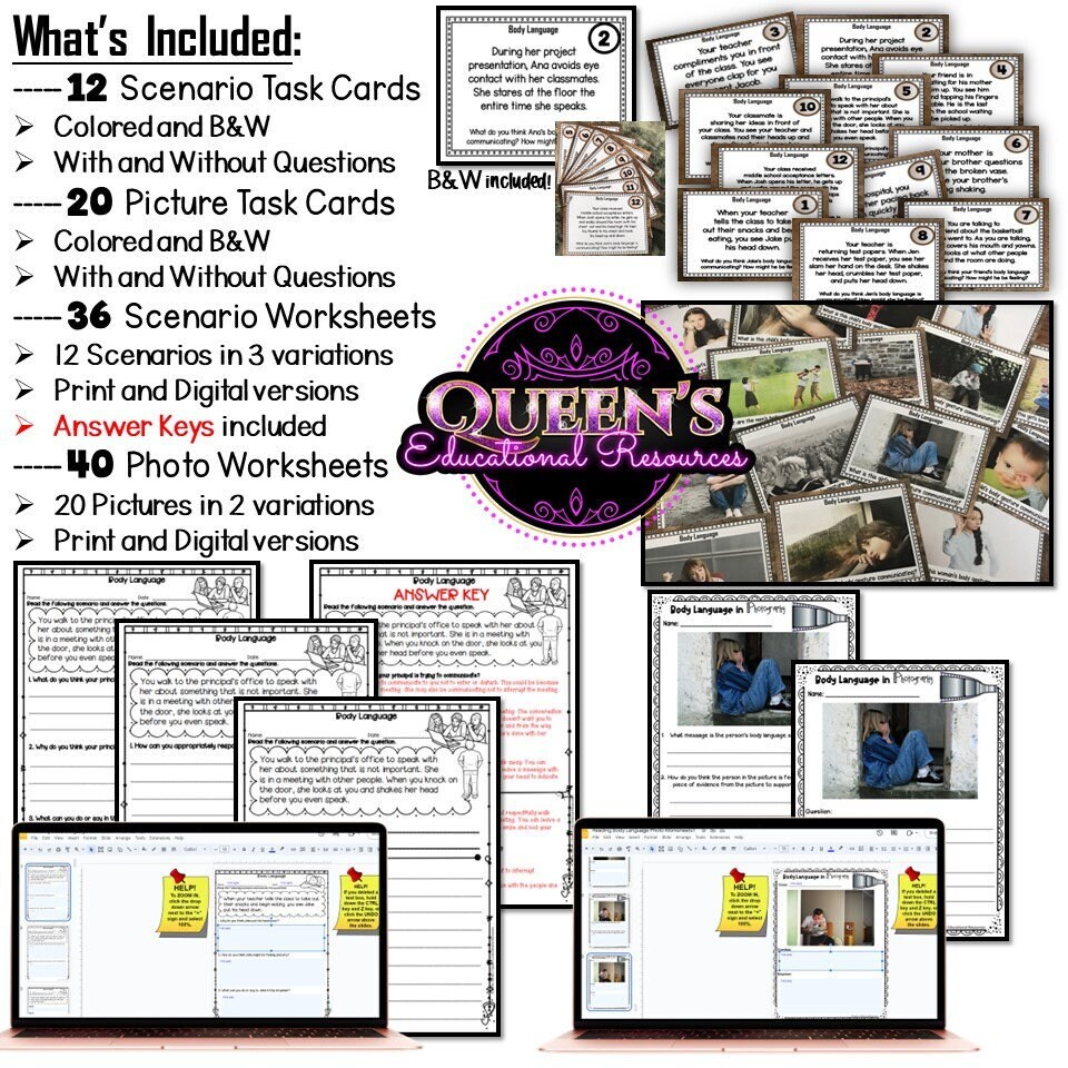 Body Language Activities | Social Inferences With Pictures | Social ...