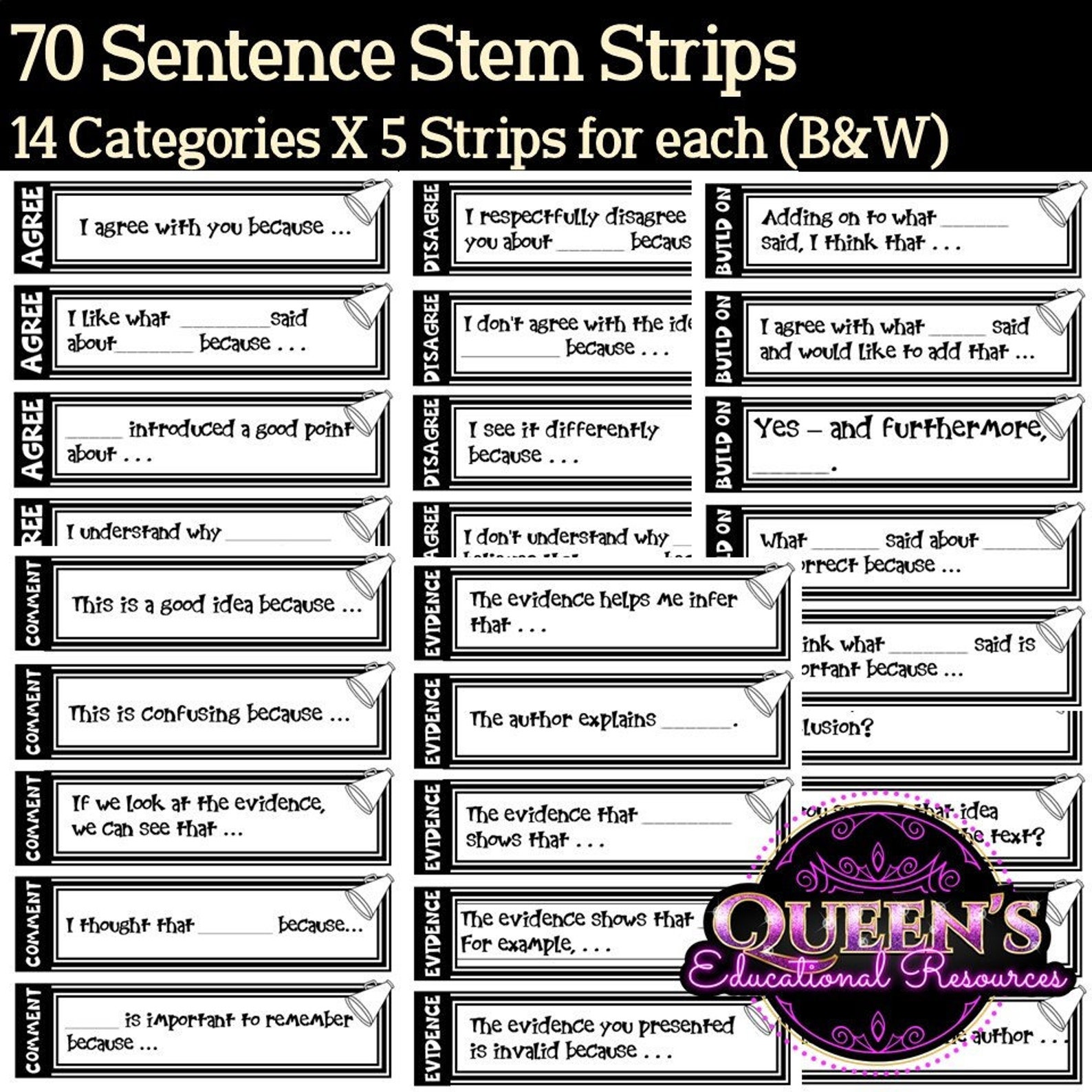 Accountable Talk Sentence Starter Stems, Sentence Starters, Discussion ...