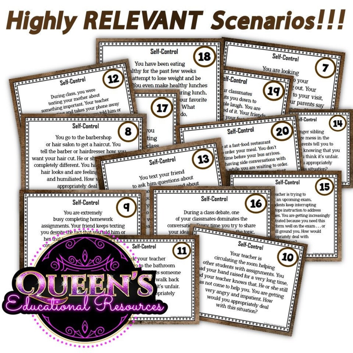 Self-control Scenarios Self-regulation Situation Cards Self-management ...