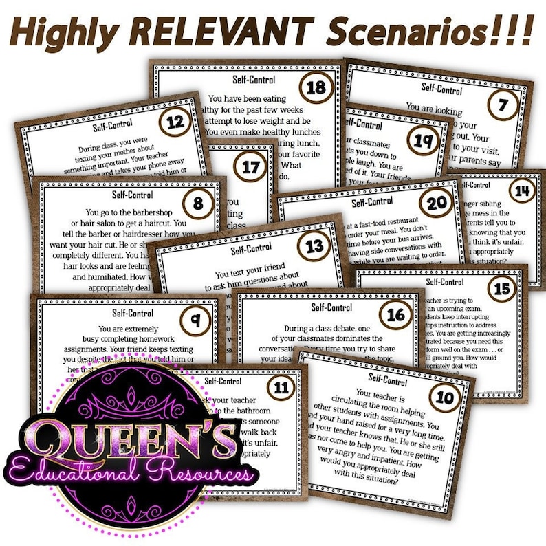 Self-control Scenarios Self-regulation Situation Cards Self-management ...