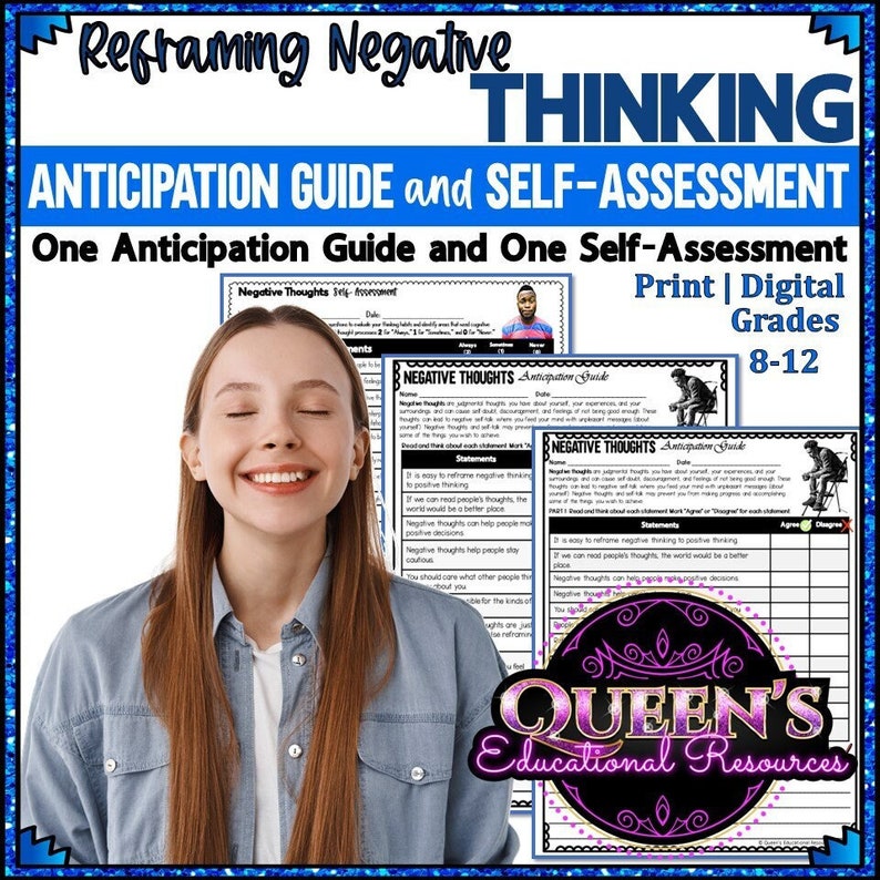 Reframing Negative Thoughts Anticipation Guide and Self-assessment ...
