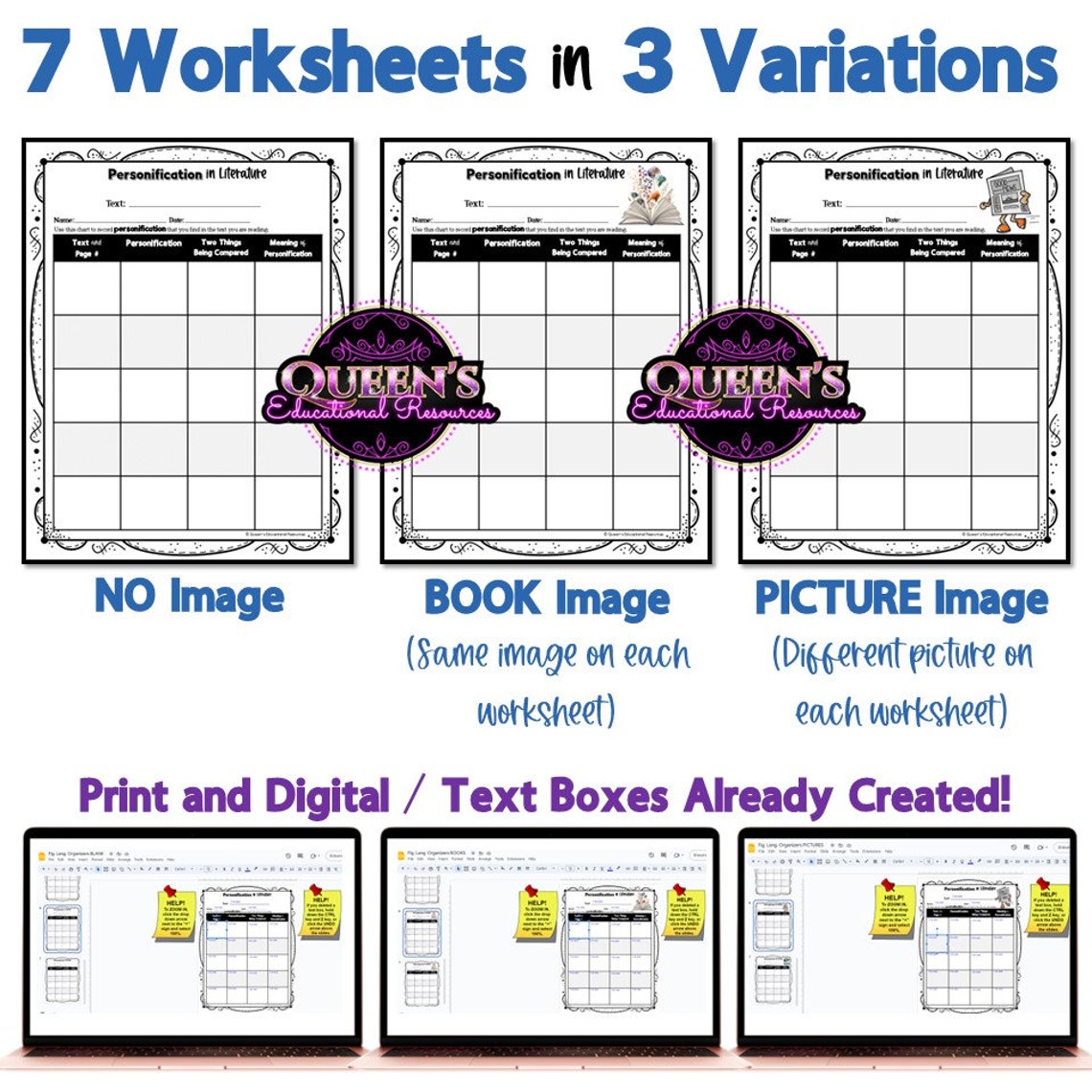 Figurative Language Graphic Organizers | Similes | Metaphors ...