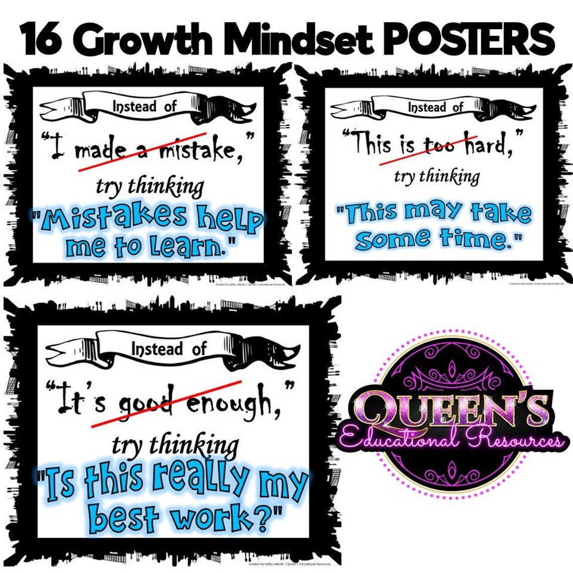 Growth Mindset Posters Growth Mindset Bulletin Board Positive ...
