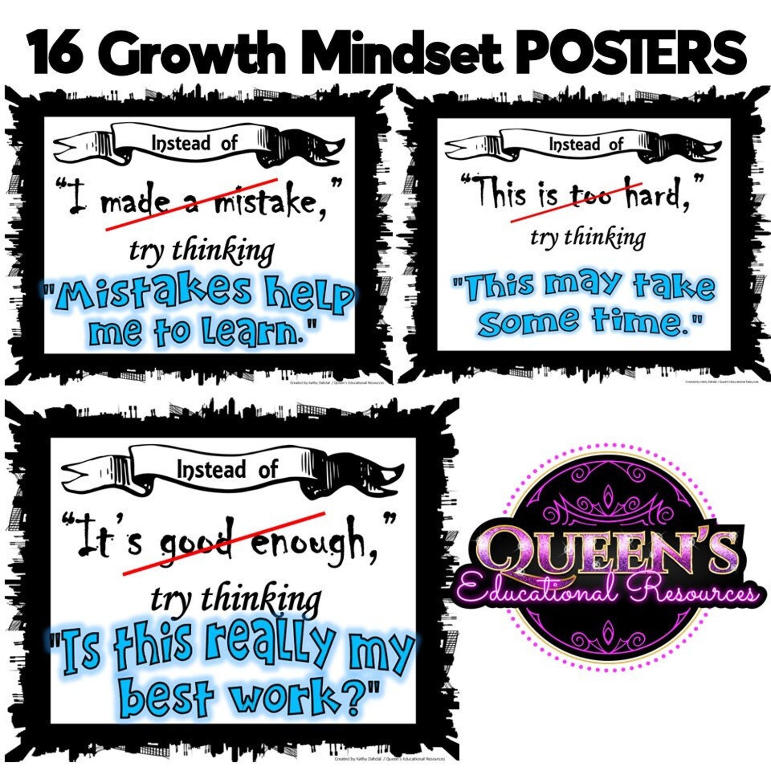 Growth Mindset Posters Growth Mindset Bulletin Board Positive ...