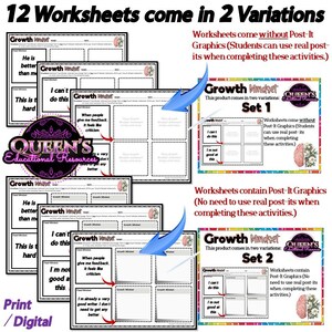 Growth Mindset Vs. Fixed Mindset Worksheets | Growth Mindset ...