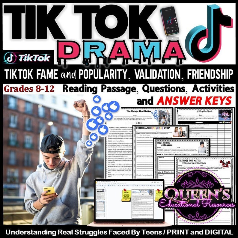 Tik Tok Reading Passage and Activity Worksheets Homeschool - Etsy
