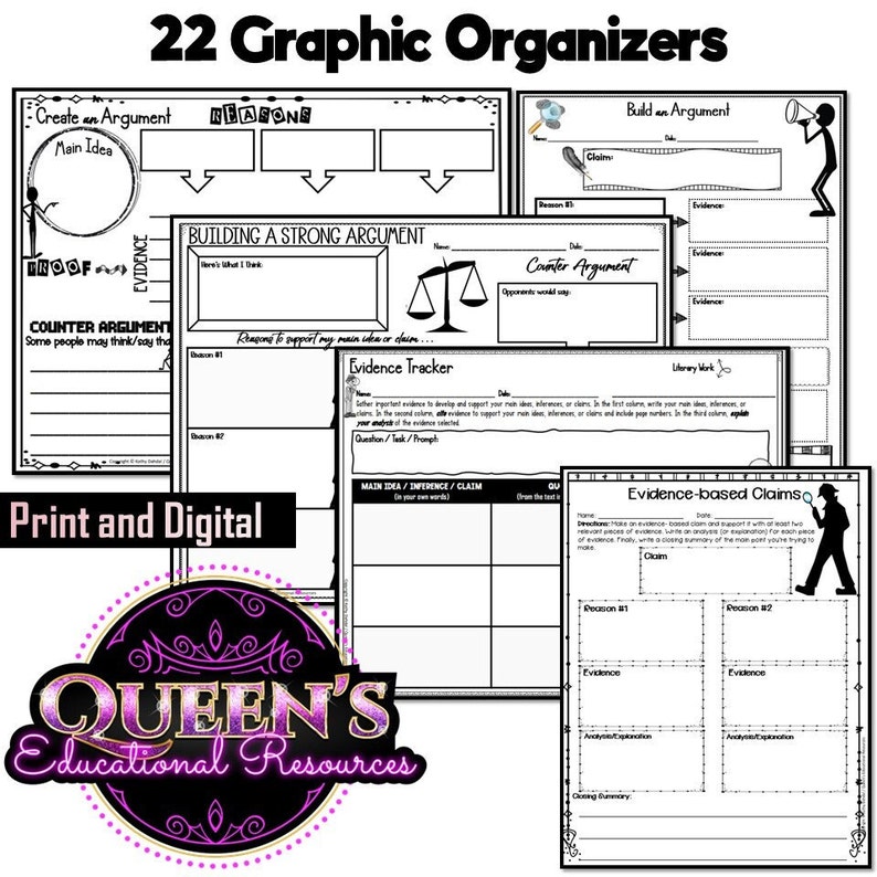 Citing Evidence Rubrics, Evidence Graphic Organizers, Homeschool ...