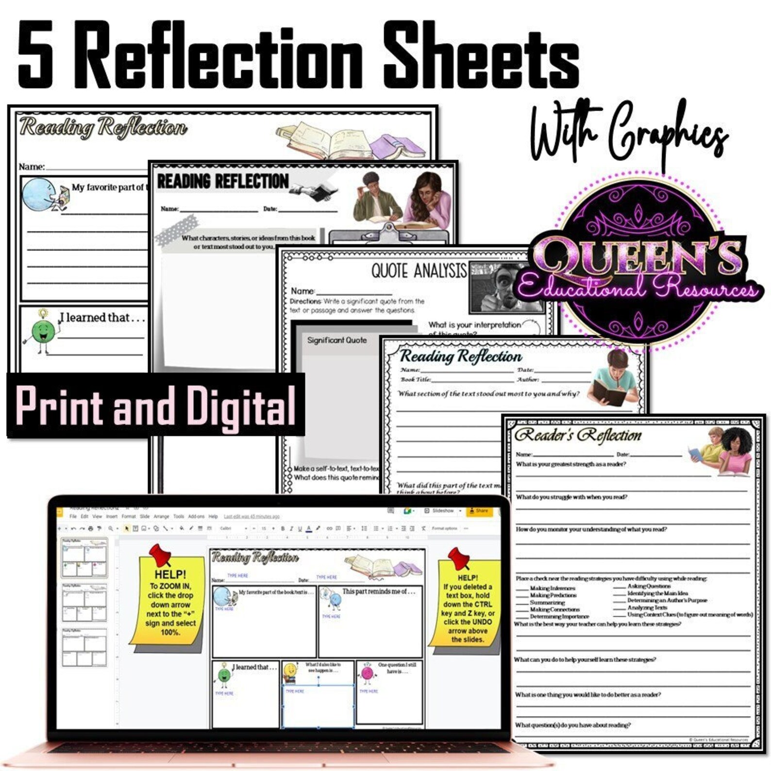 Reader's Reflection Worksheets | Reading Reflection | Book Reflection ...
