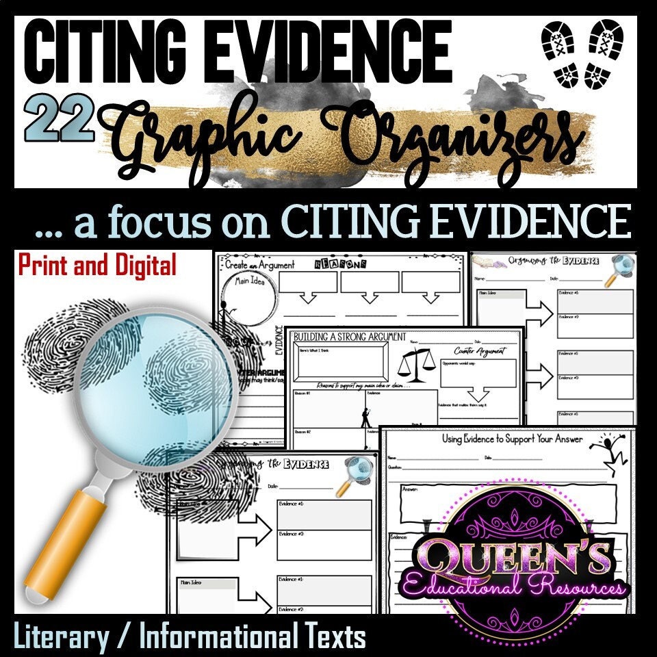 Citing Evidence Rubrics, Evidence Graphic Organizers, Homeschool ...