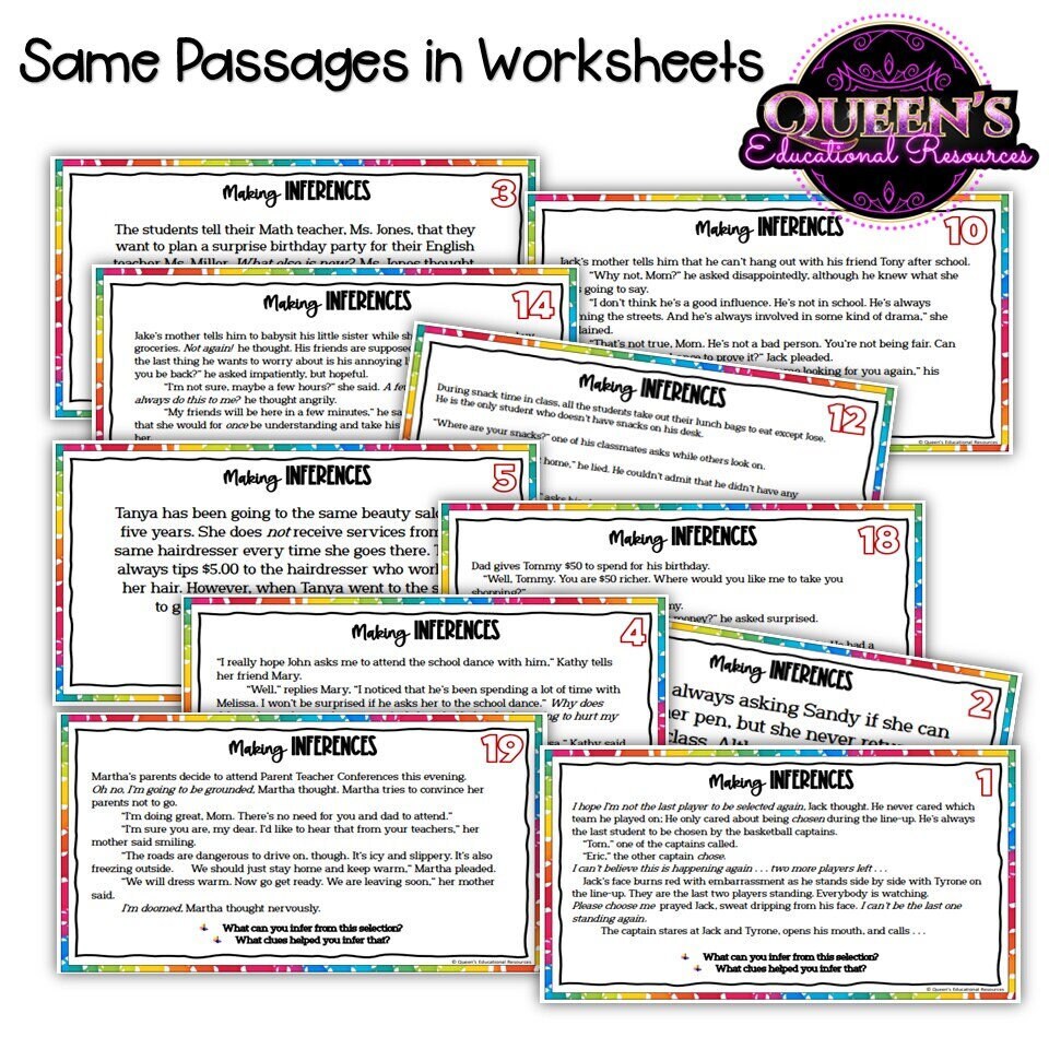 Inference Reading Passage, Reading Comprehension, Making Inferences ...