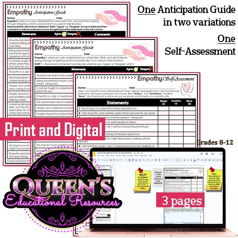 Empathy Anticipation Guide and Self-assessment | Social Awareness ...