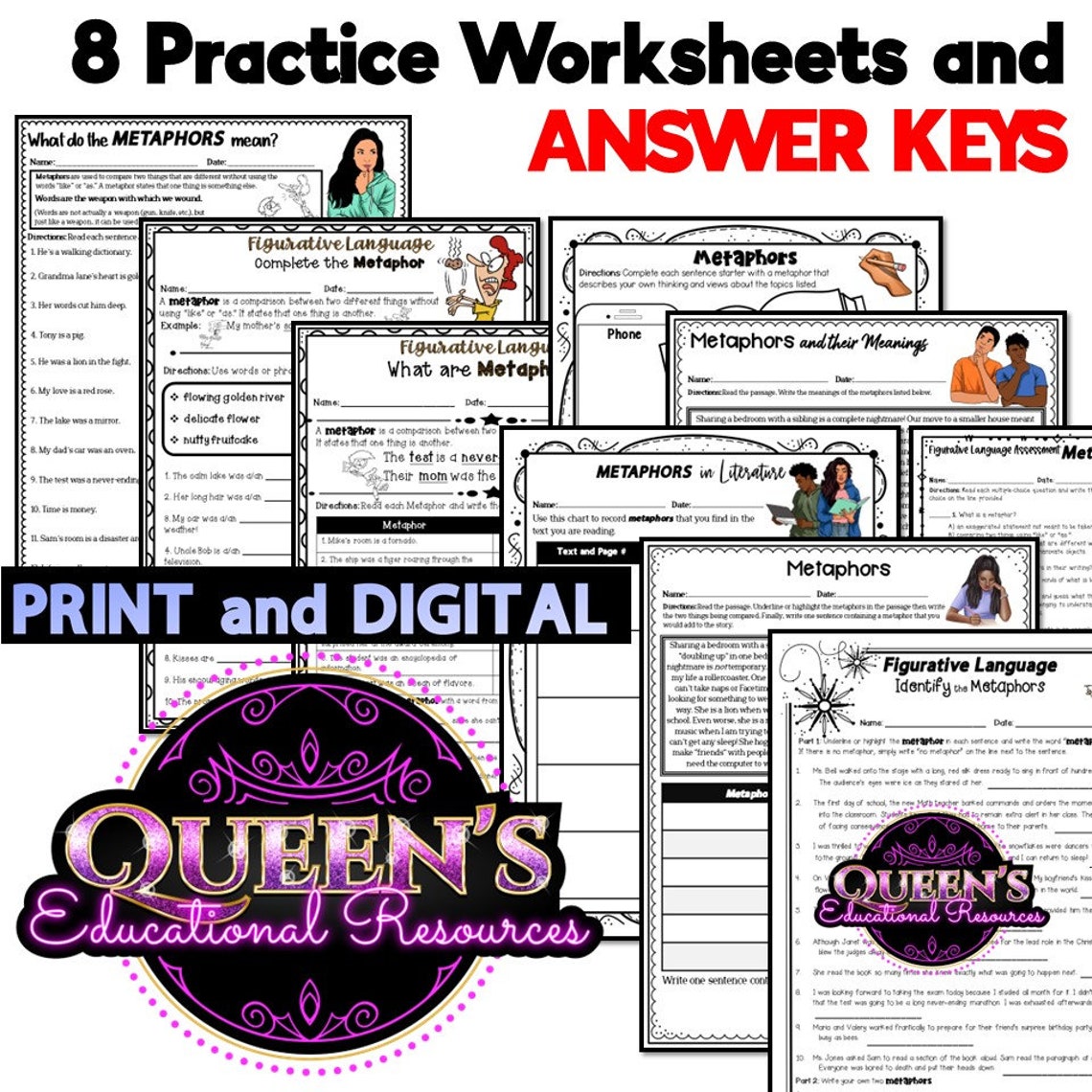 Metaphors Activities | Metaphor Worksheets | Figurative Language ...