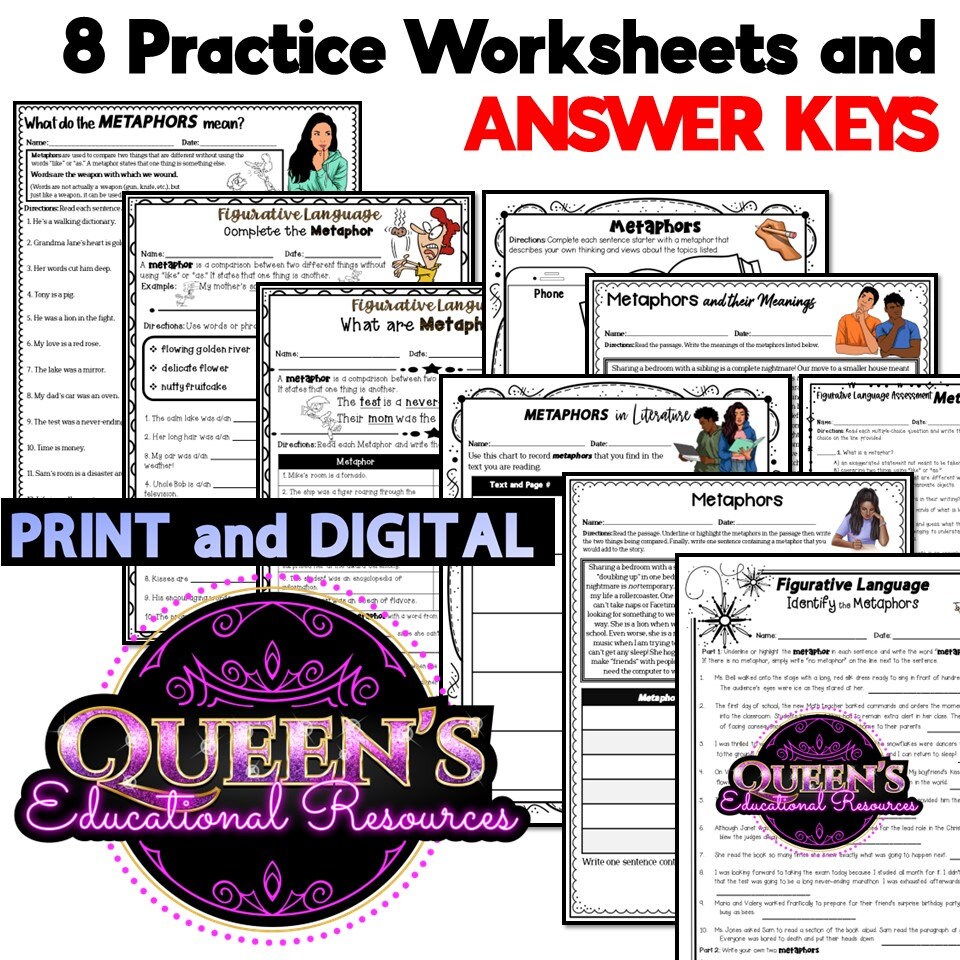 Metaphors Activities | Metaphor Worksheets | Figurative Language ...