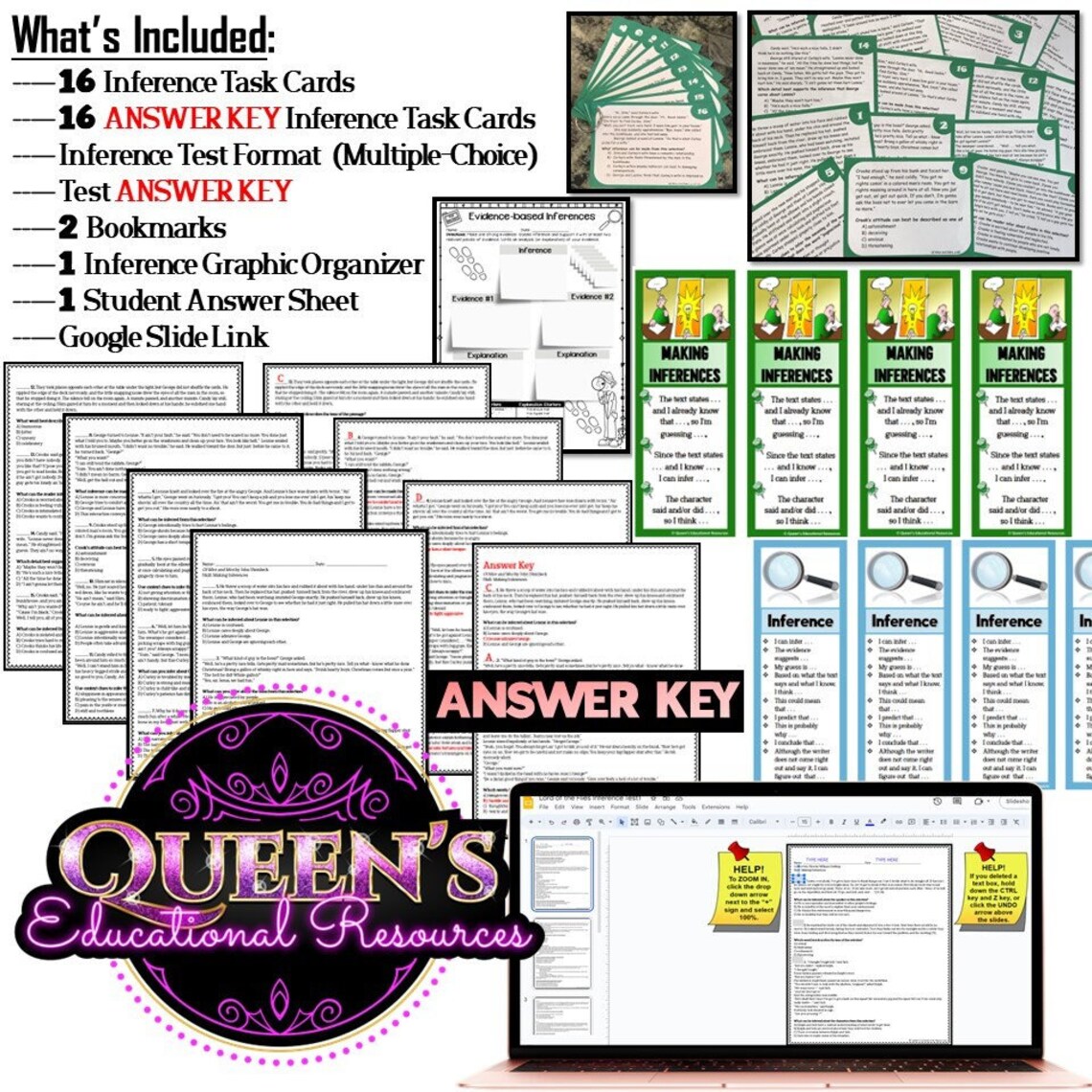 Of Mice and Men Assessment, Inference Test, Making Inferences Task ...
