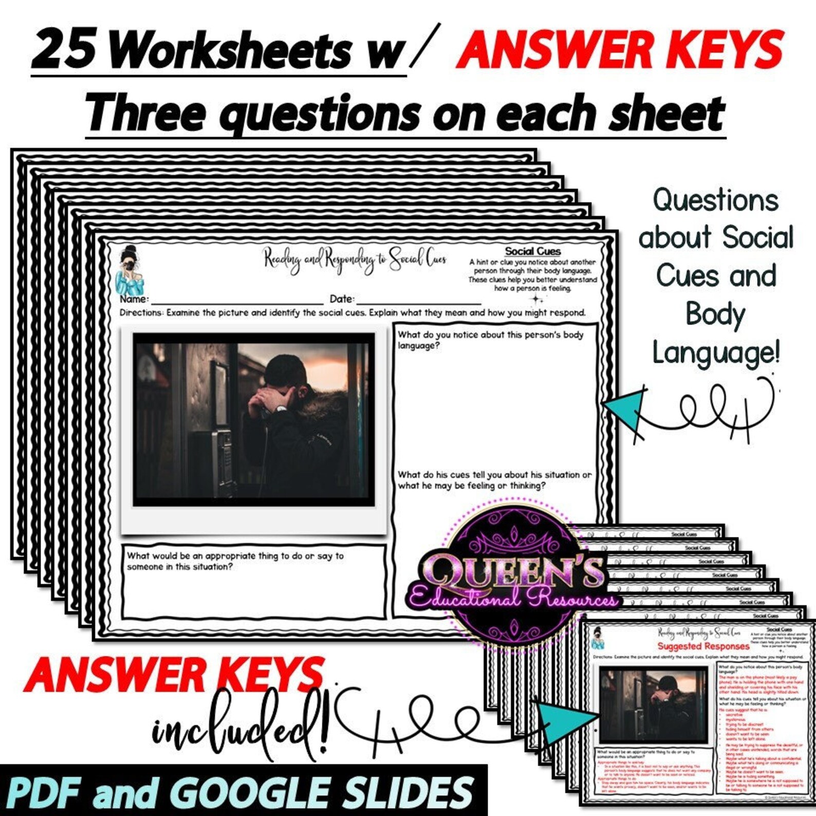 Social Cues Scenarios | Nonverbal Cues | Body Language Activities ...