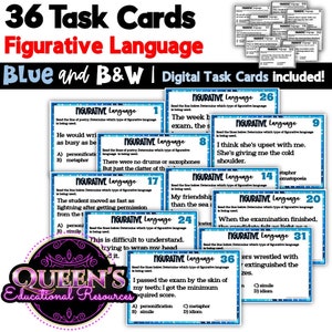 Figurative Language Task Cards | Multiple-choice Task Cards | Reading ...