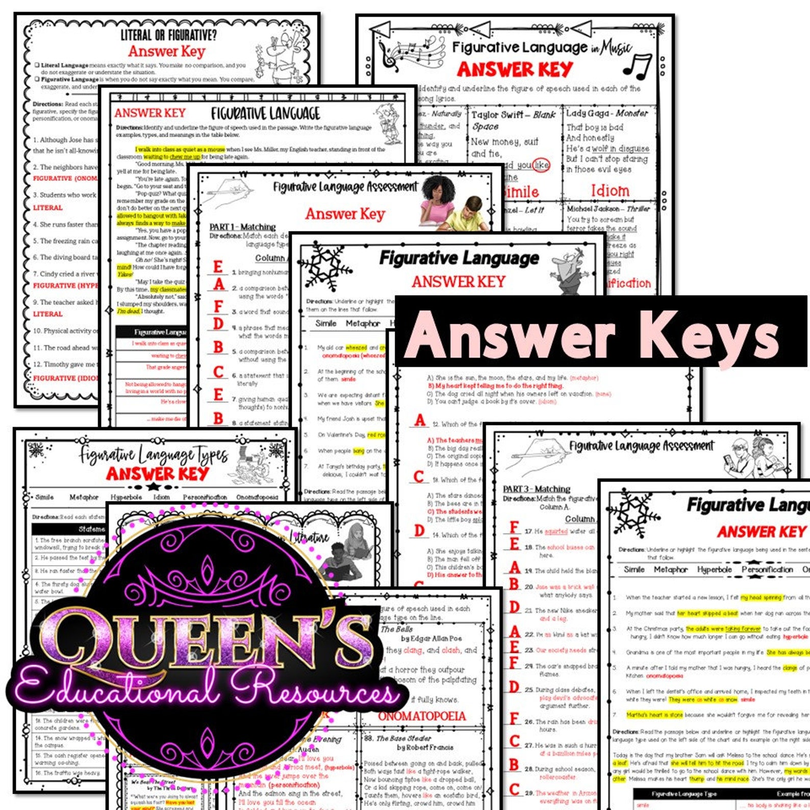 Figurative Language Practice Worksheets | Figurative Language ...