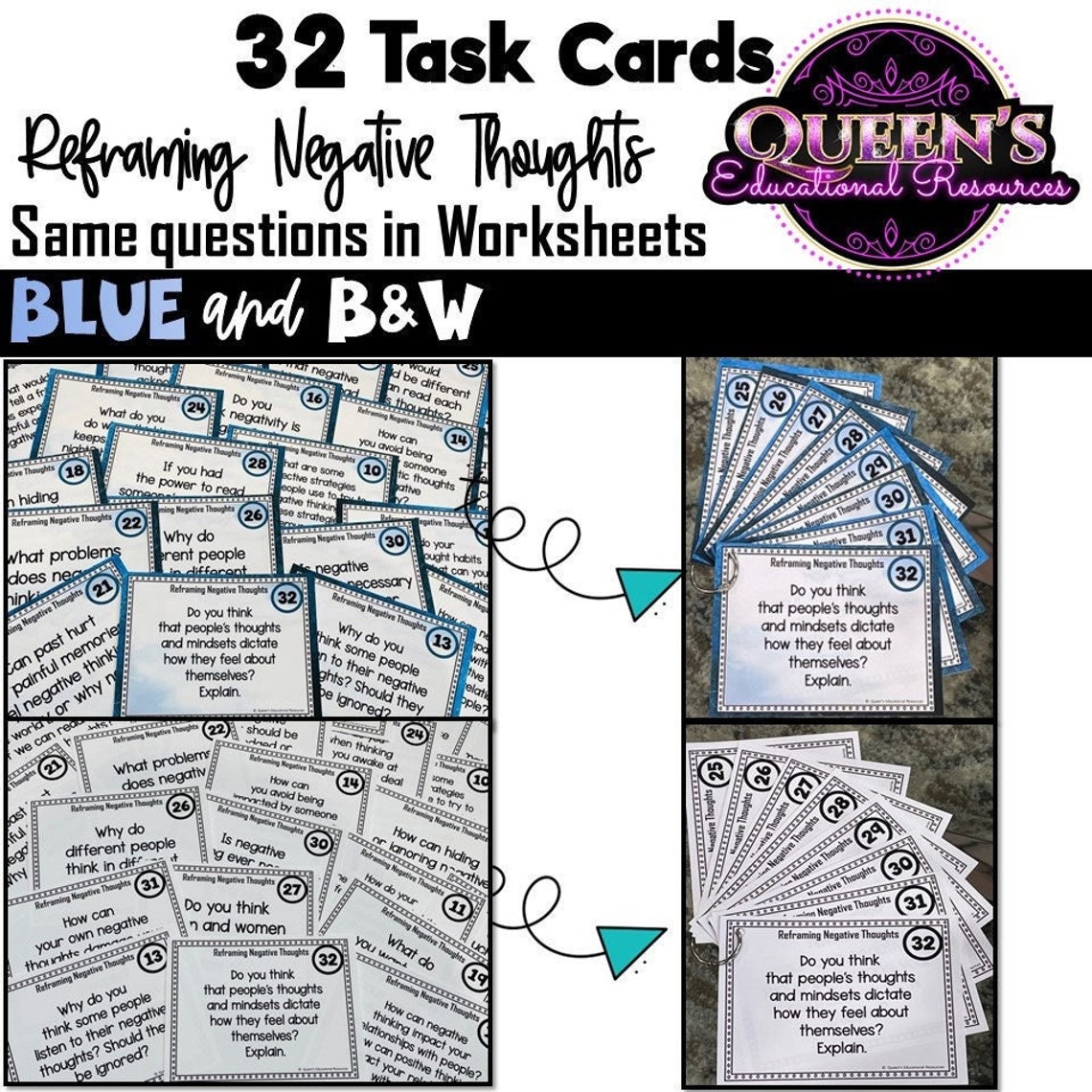 Growth Mindset, Reframing Negative Thoughts Questions, Reflection ...