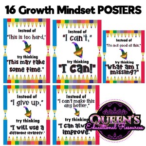 Growth Mindset Posters Growth Mindset Bulletin Board Positive ...