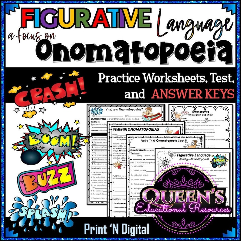 Onomatopoeia Activities | Onomatopoeia Worksheets | Figurative Language ...