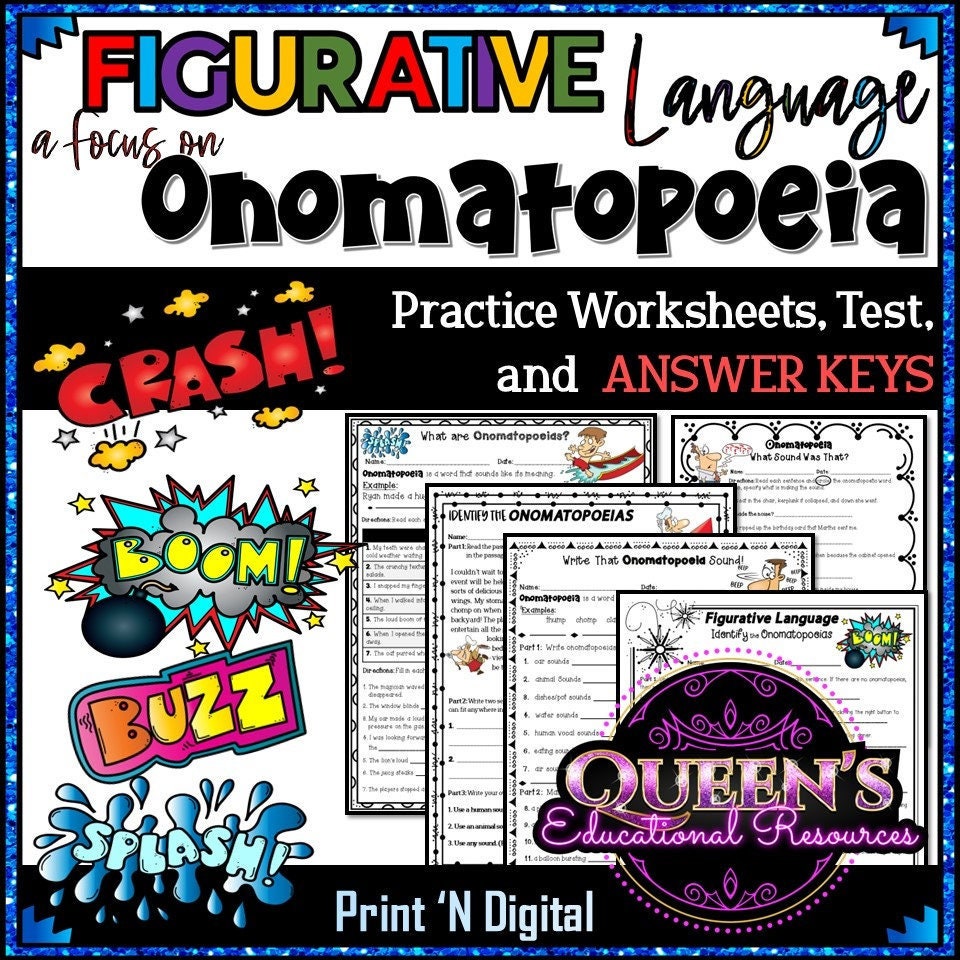 Onomatopoeia Activities | Onomatopoeia Worksheets | Figurative Language ...