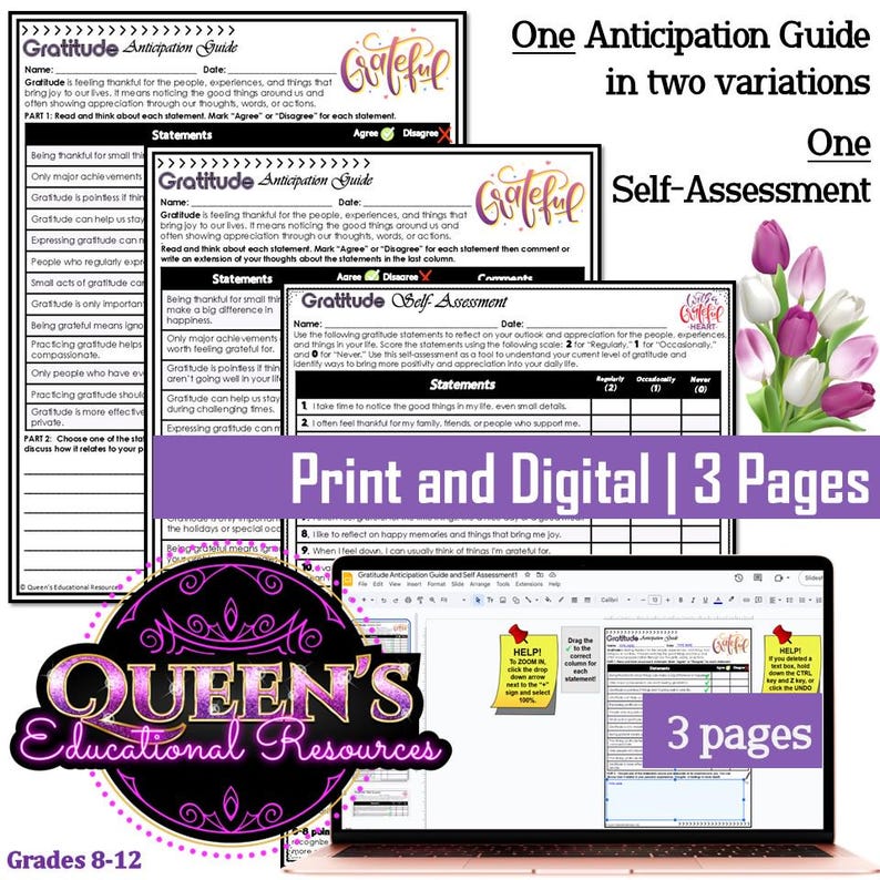 Gratitude Anticipation Guide | Gratitude Self-assessment | Thanksgiving ...