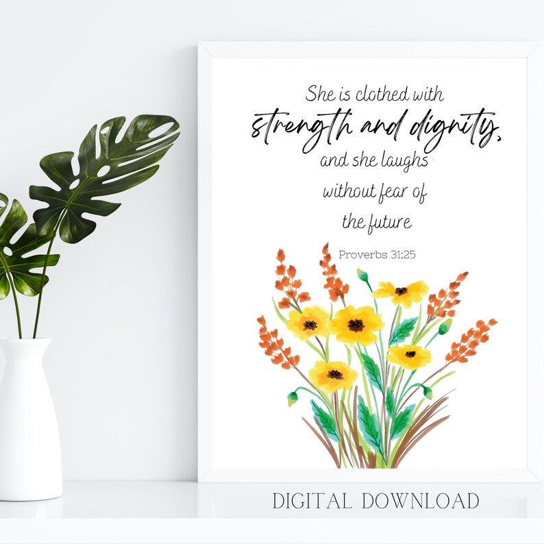 Bible Verse Printable Proverbs 31:25 Scripture Wall Art Digital ...