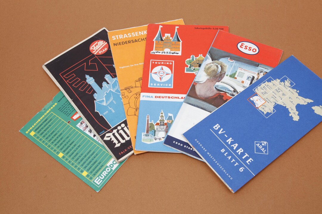 5x Vintage Paper Maps, City Maps, Road Maps From the 60s and 70s for ...