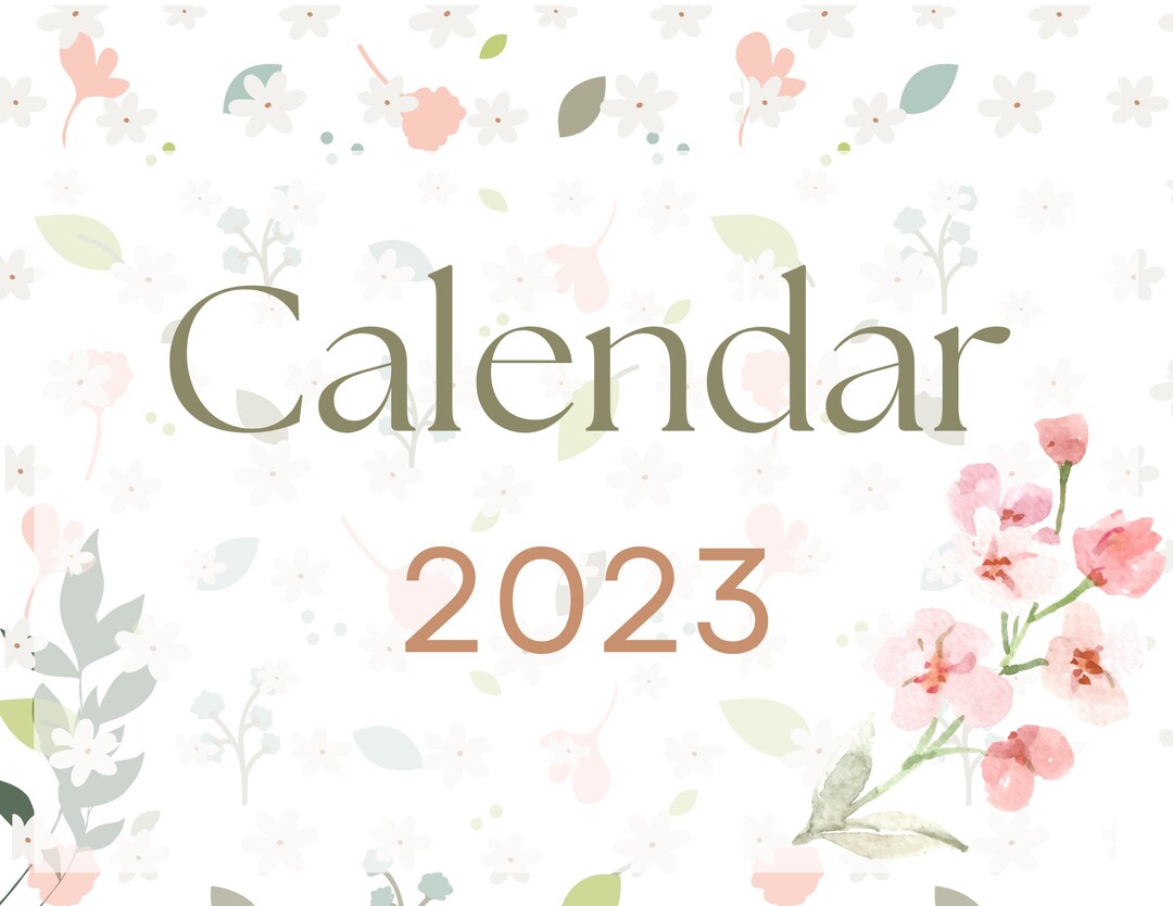 Pretty Flowers 2023 Monthly Calendar - Etsy