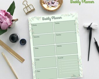 Weekly Planner Printable Landscape, Minimalist Weekly Schedule, Week at ...