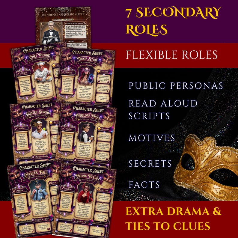 Buy Murder Mystery Game Masquerade Themed | Birthday Party Adult ...