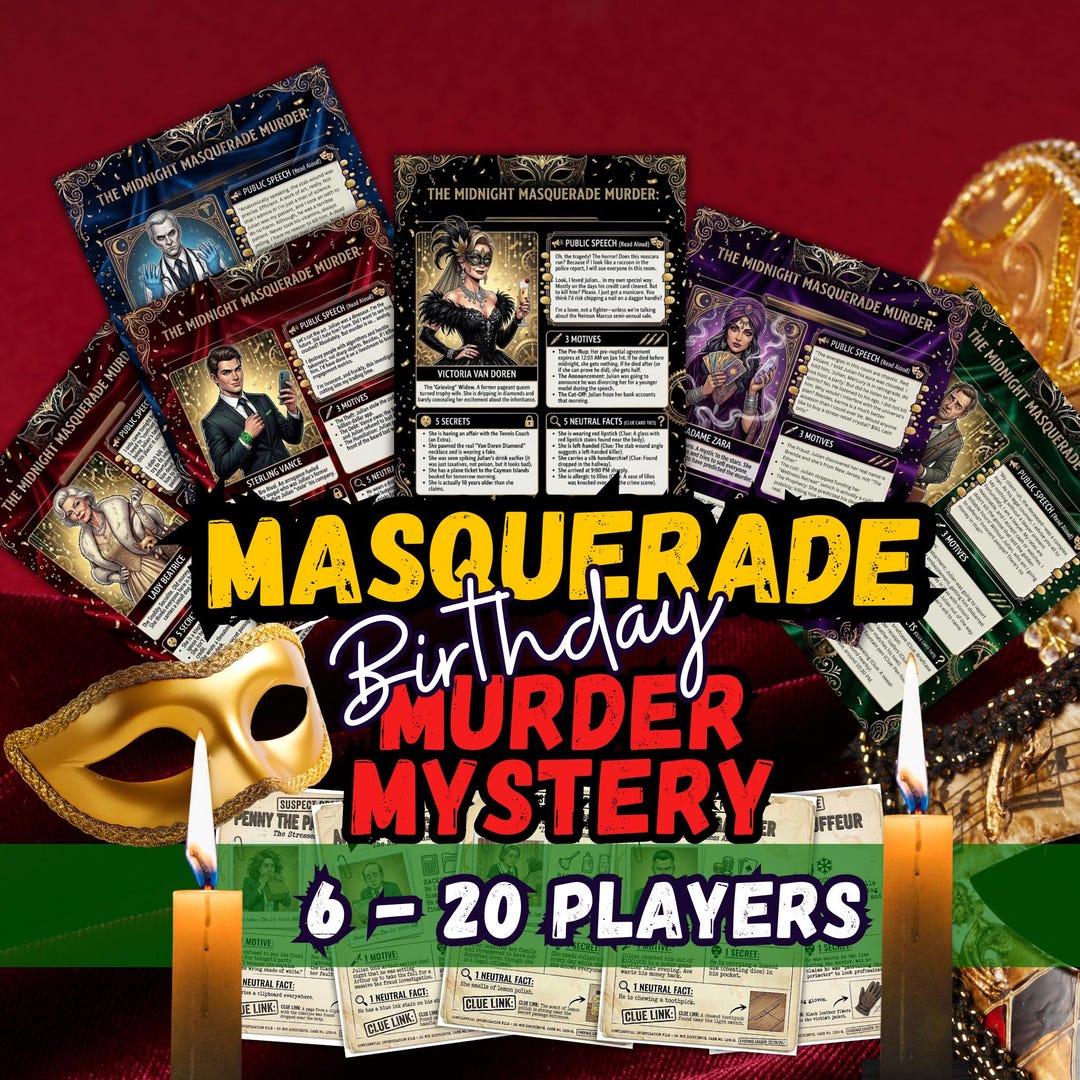 Fun Birthday Party Murder Mystery Game | Masquerade Themed Adult ...