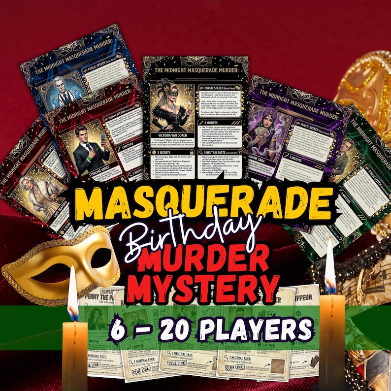 Buy Murder Mystery Game Masquerade Themed | Birthday Party Adult ...