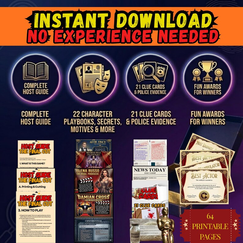 Red Carpet Murder Mystery Game Printable | Old Hollywood Glamour Party ...