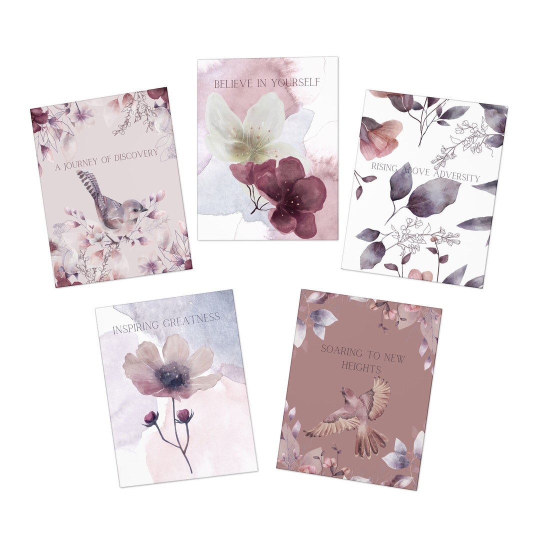 Supportive Messages Multi-design Greeting Cards 5-pack, Inspiring ...