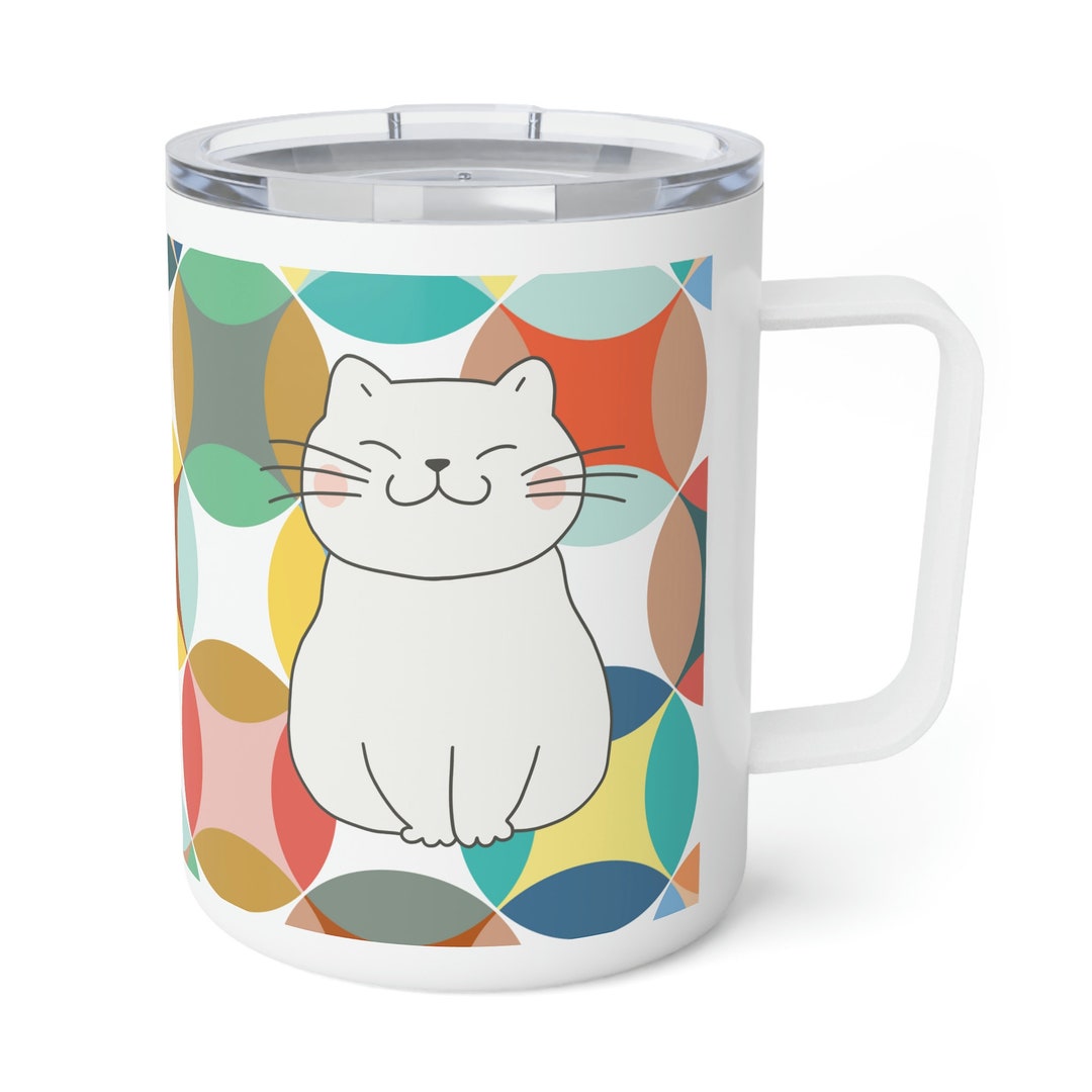 Smiley Cat Insulated Coffee Mug, 10oz - Etsy
