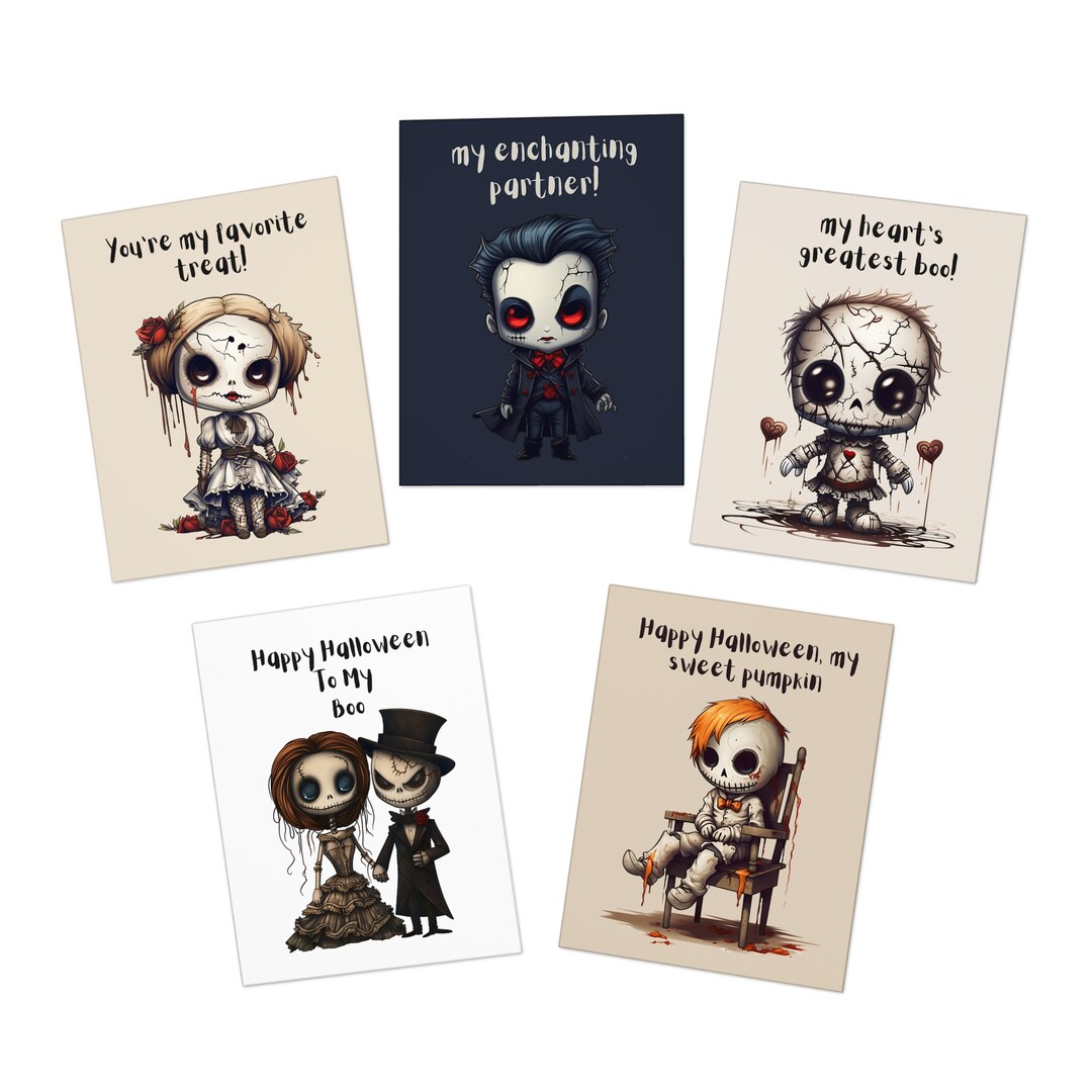 Romantic Halloween Multi-design Greeting Cards 5-pack - Etsy