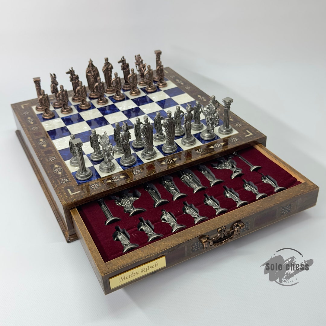 Personalized Collectible Chess Set, Wooden Chess Board With Storage ...
