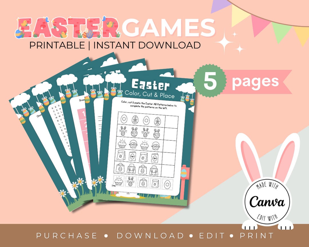 Personalized Easter Games Printable, Printable Easter Games, Editable ...