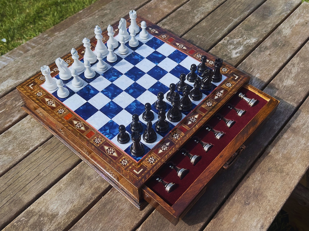 Personalized Handmade Chess Set, Handmade Chess Set Wooden Board Game ...