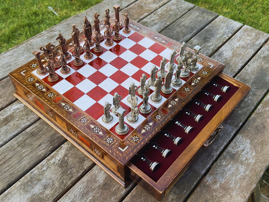 Personalized Handmade Chess Set, Handmade Chess Set Wooden Board Game ...