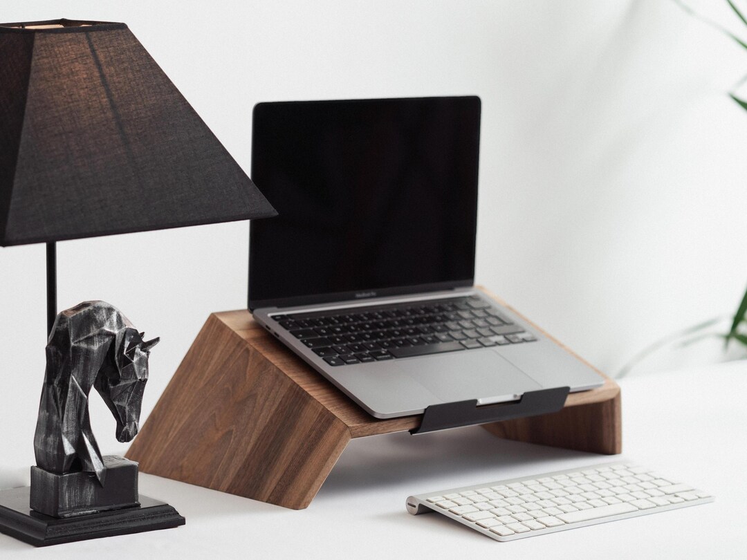 Handmade Personalized Walnut Laptop Stand / Ergonomic Desk Organizer ...